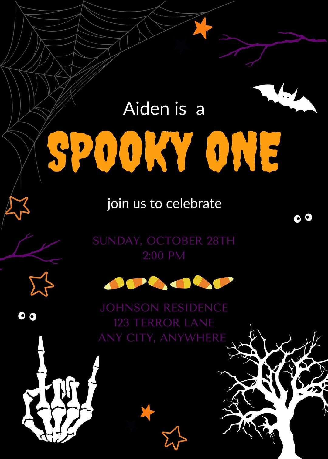 Editable Spooky One Birthday Invitation - Template - Etsy