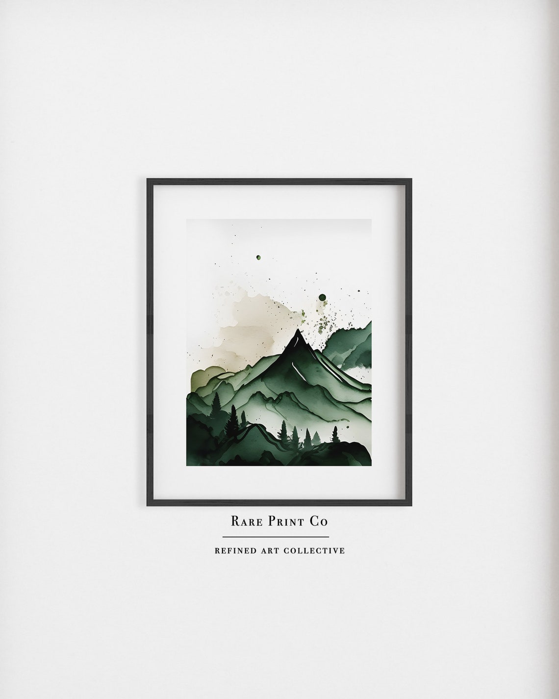 Wall Art Set of 3 Sage Green Mountain Landscape, Water Color Mountain ...