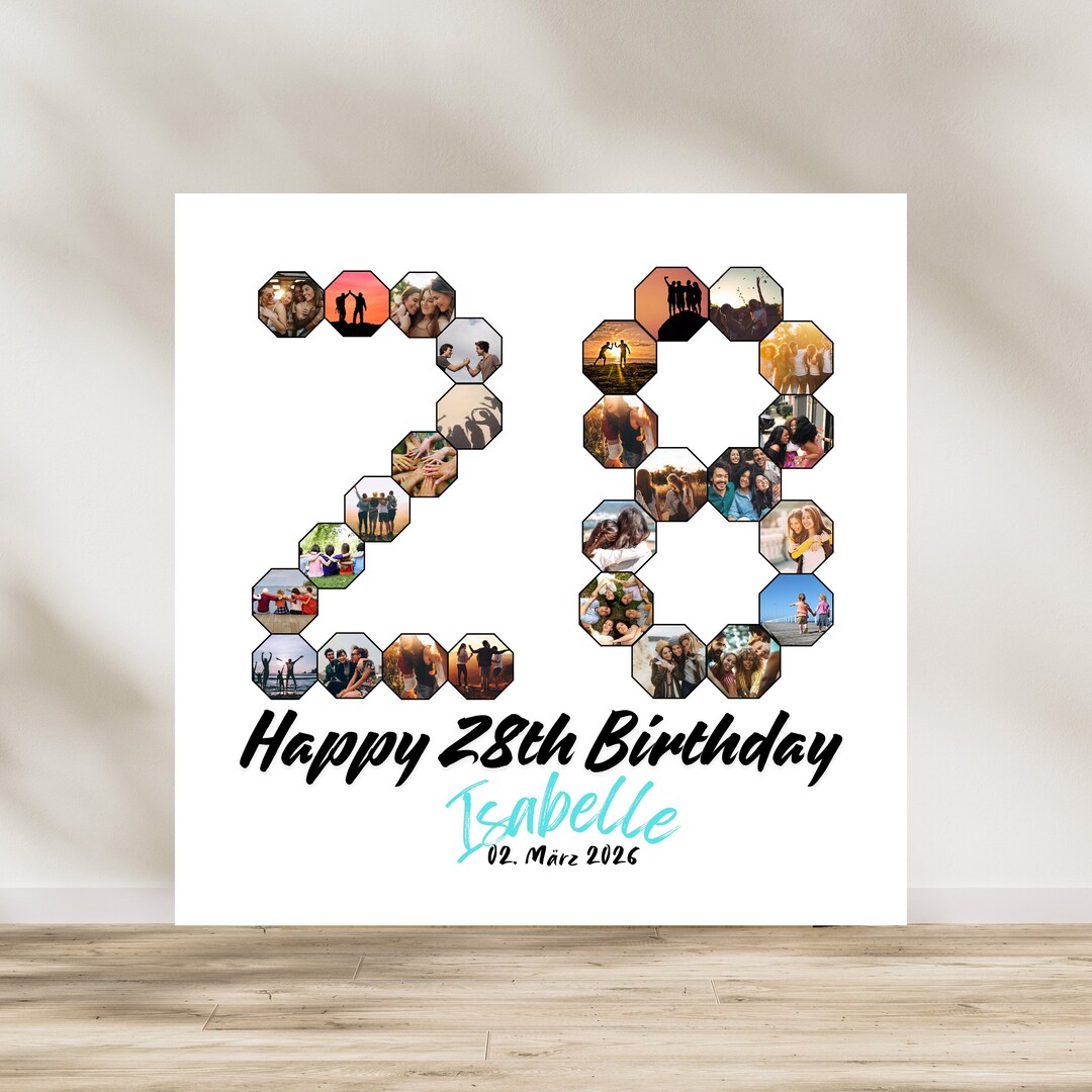 Photo Collage 28th Birthday, Personalized Birthday Gift, Birthday ...
