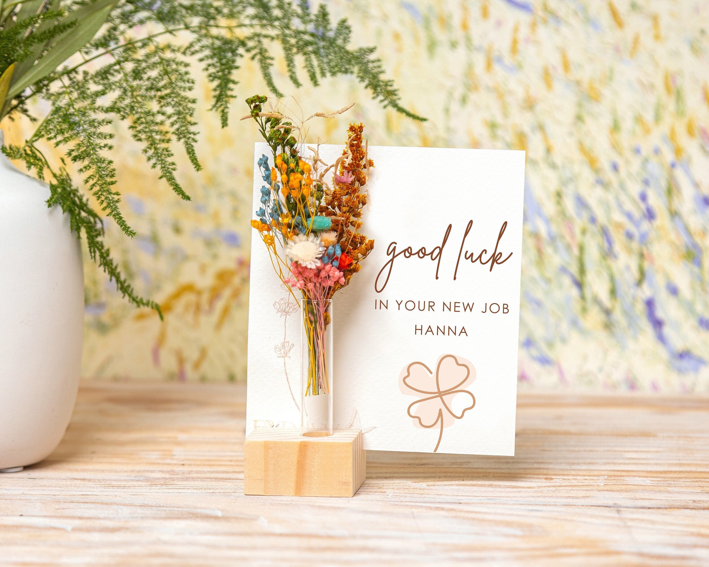 Good Luck in Your New Job Card, Dried Flower Bouquet, Best of Luck ...