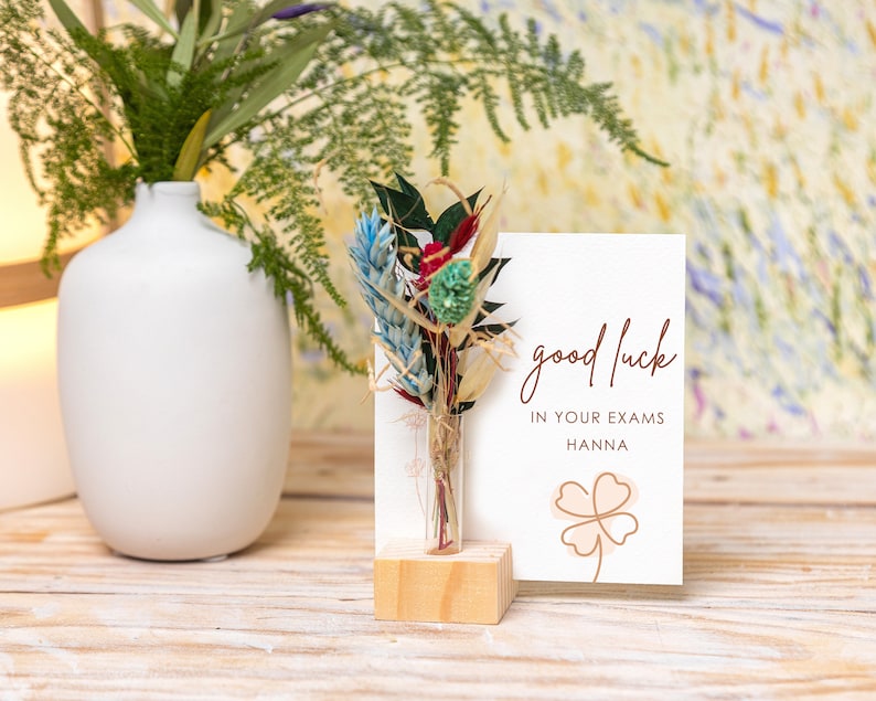 Good Luck in Your New Job Card Dried Flower Bouquet Best of - Etsy