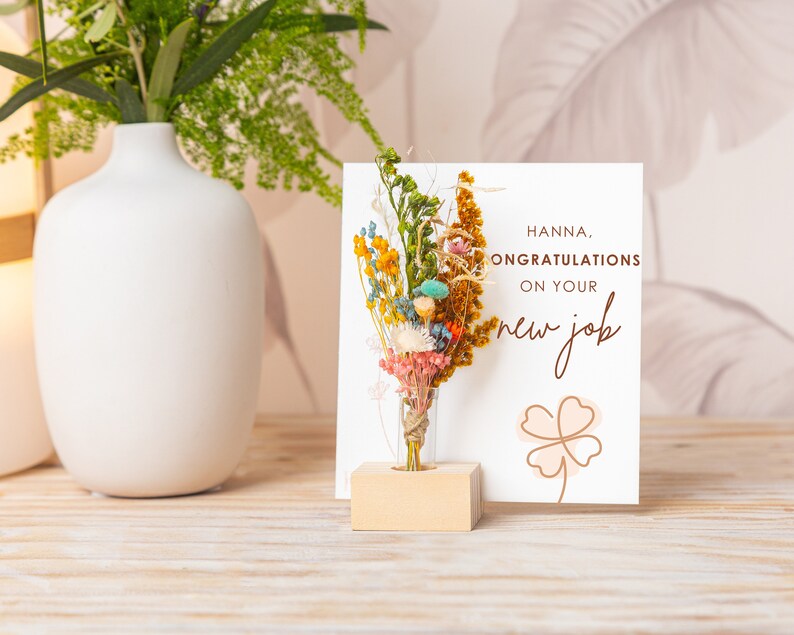 Good Luck in Your New Job Card, Dried Flower Bouquet, Best of Luck ...