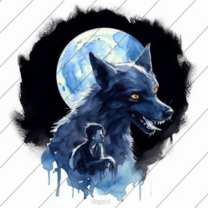 Watercolor Werewolf, Set of 4, Clipart, Digital Clipart, Digital ...
