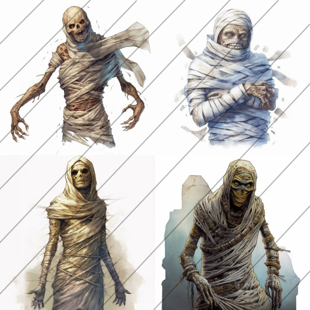 Watercolor Mummy Set of 4 Clipart Digital Clipart Digital - Etsy