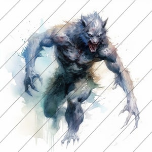 Watercolor Werewolf, Set of 4, Clipart, Digital Clipart, Digital ...