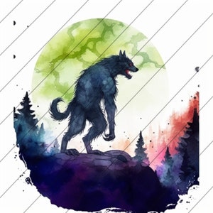 Watercolor Werewolf, Set of 4, Clipart, Digital Clipart, Digital ...