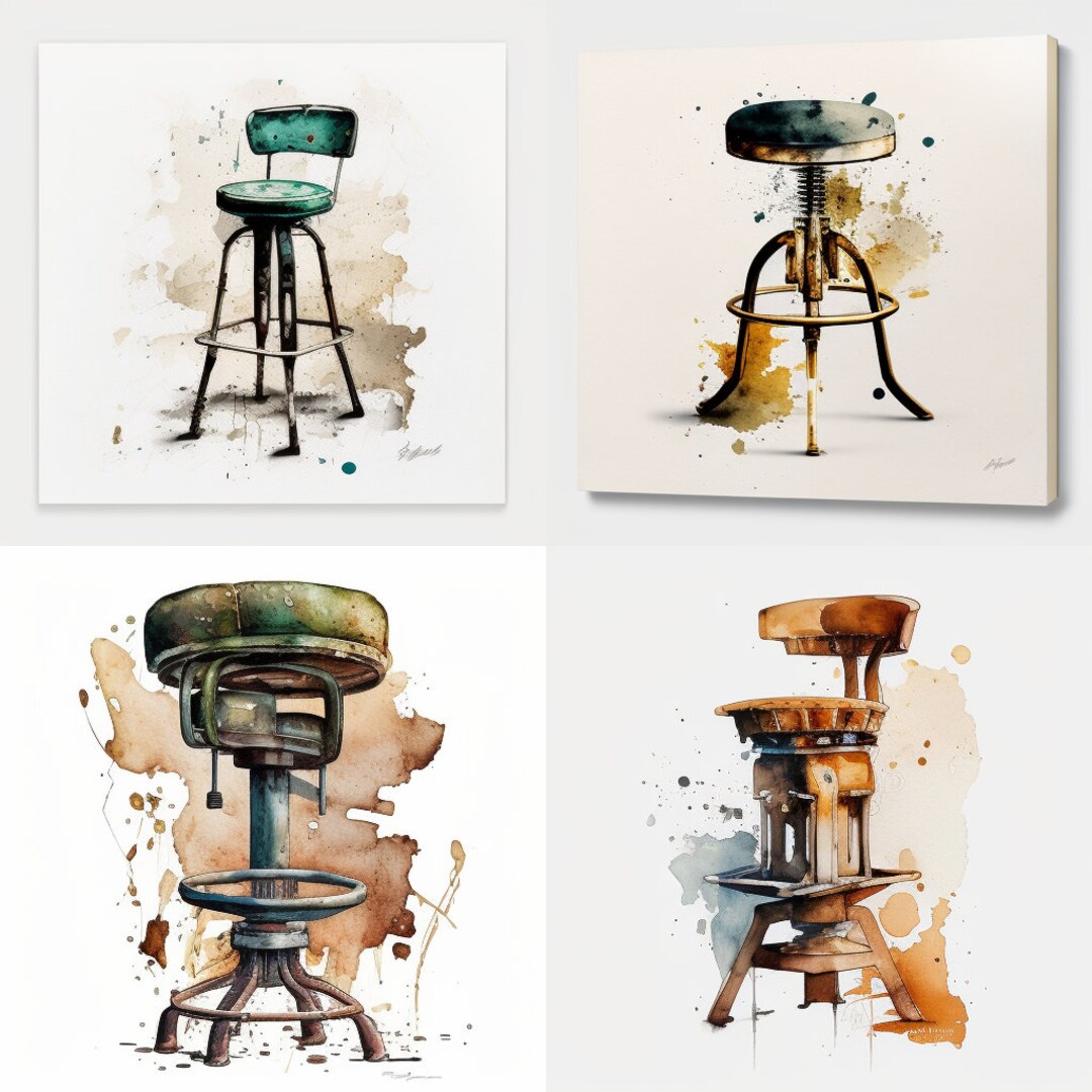 Watercolor Bar Stool Household Set of 4 Digital Clipart - Etsy