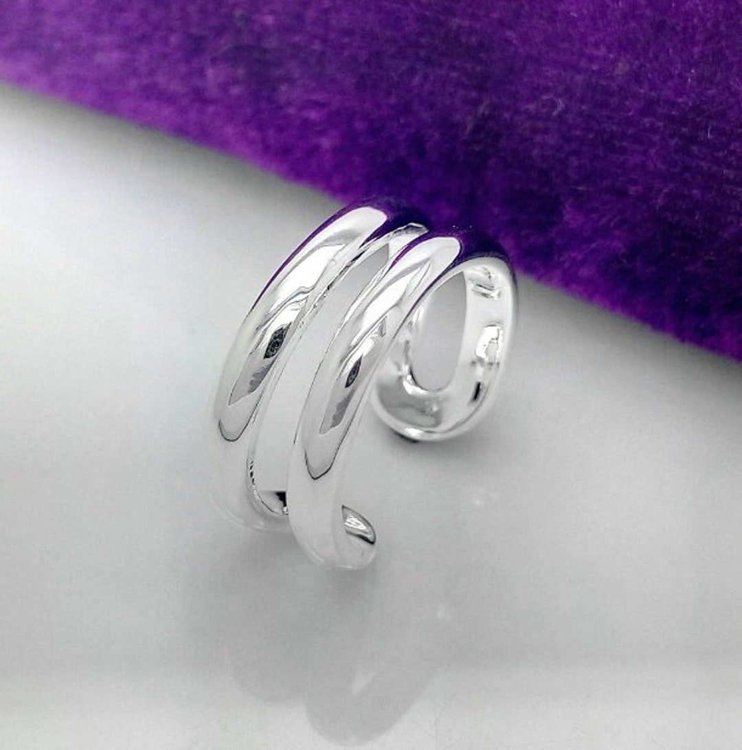 925 Sterlingstylish Silver Adjustable Thumb Ring Double Tab Thumb ...
