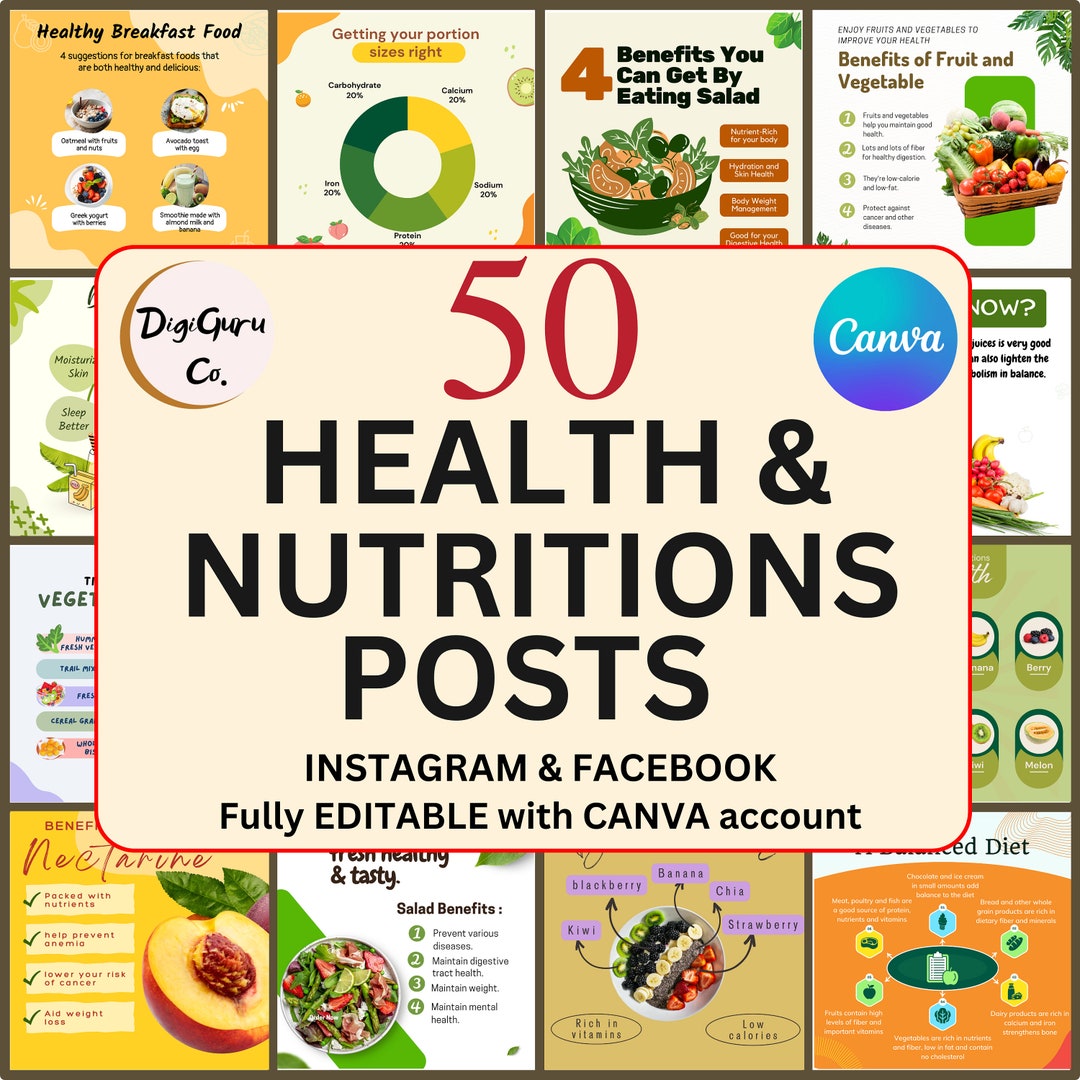 Nutrition Instagram Templates, Nutrition Instagram Posts, Health ...