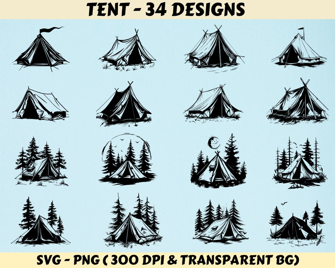 Tent Svg, Tent Svg Bundle, Tent Silhouette, Camping Tent Svg, Camping ...