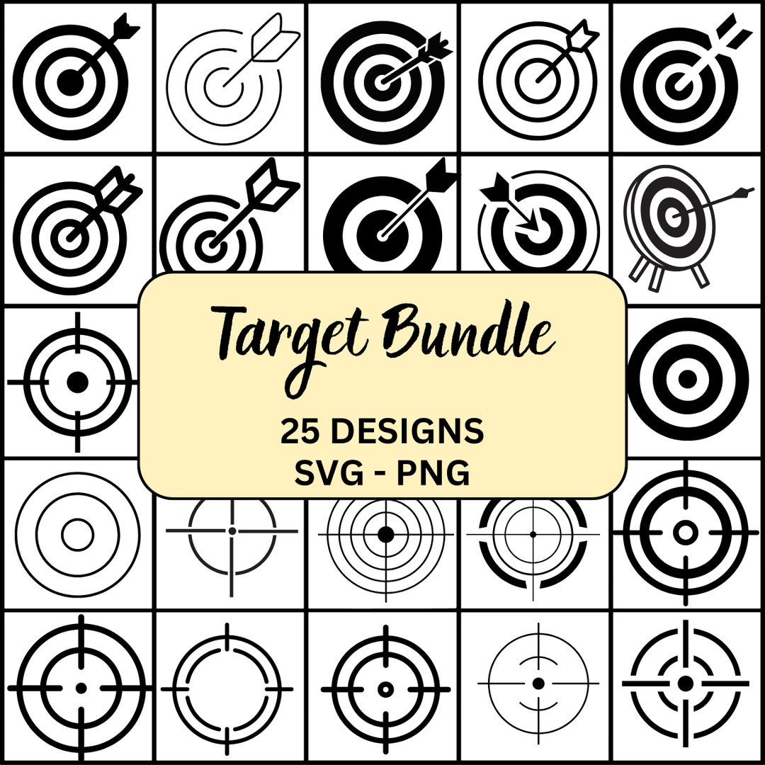 Target Svg, Target Svg Bundle, Aim Svg, Bullseye Svg, Shooting Target ...