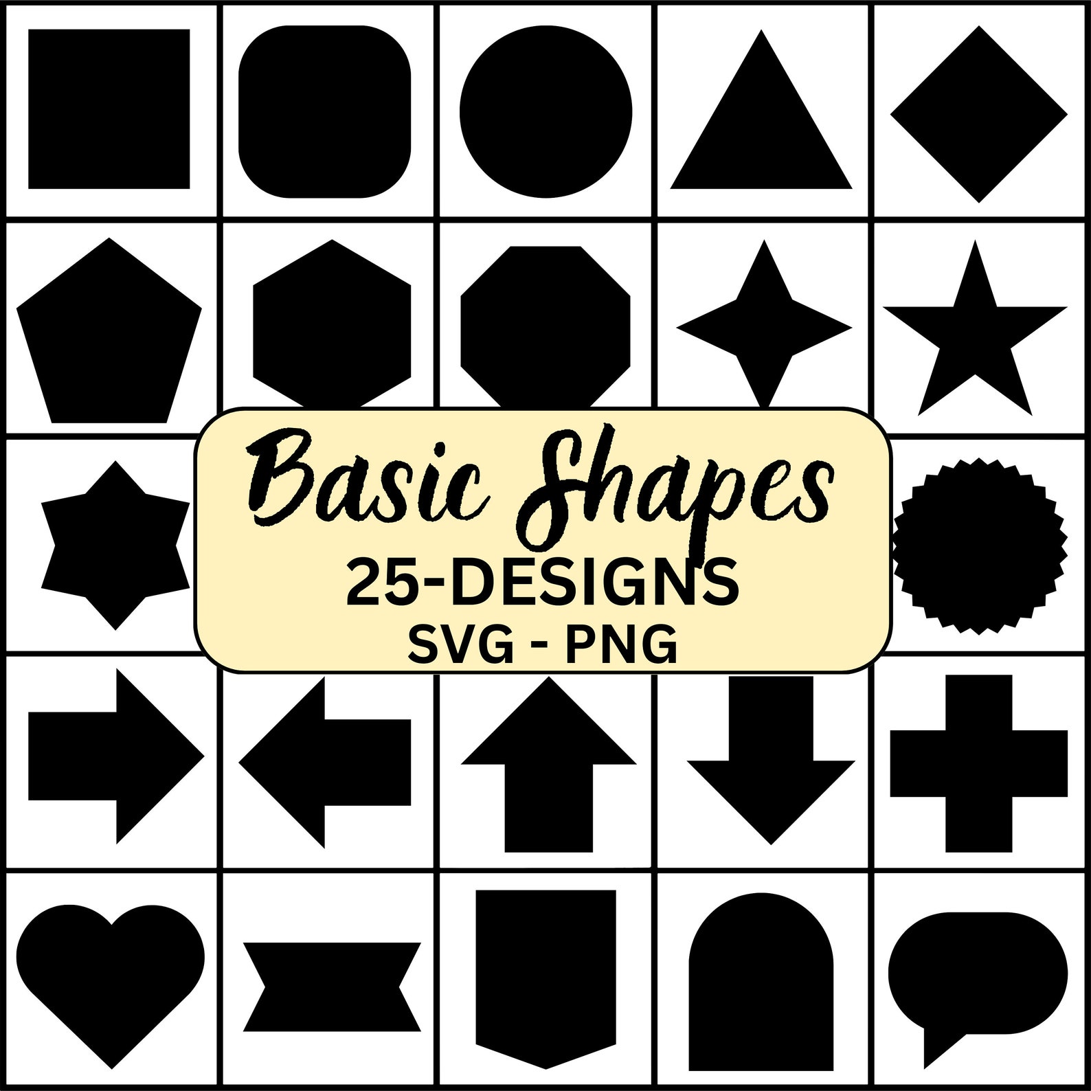 Basic Shapes Svg, Basic Shape Silhouette, Basic Shape SVG Bundle, Basic ...