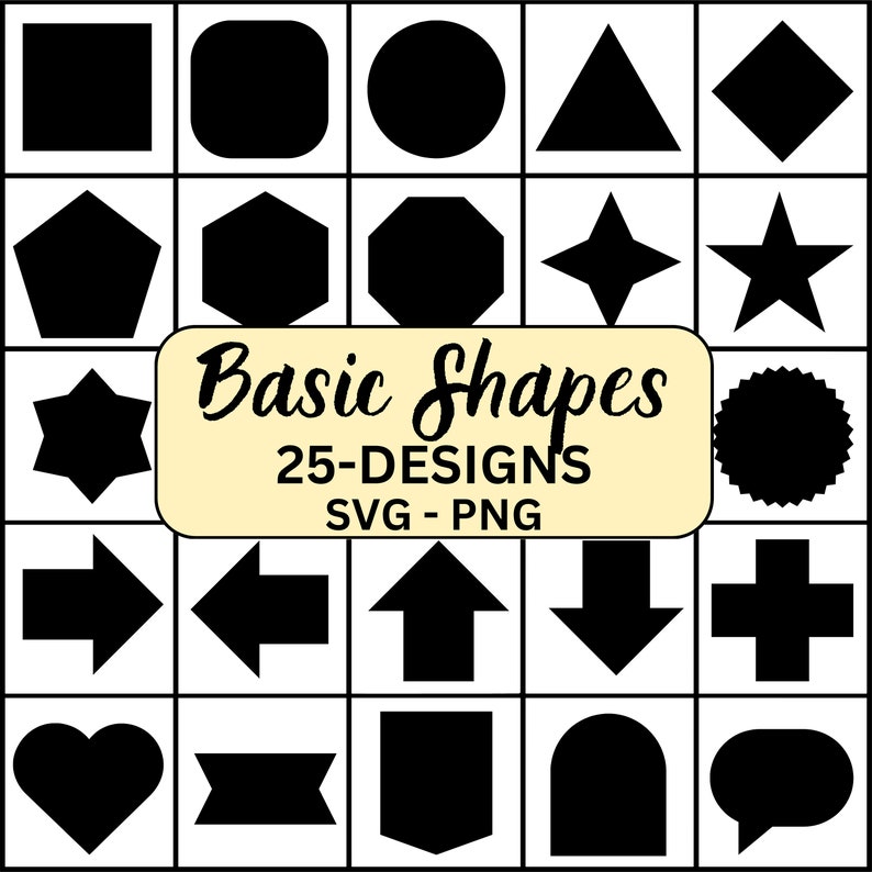 Basic Shapes Svg, Basic Shape Silhouette, Basic Shape SVG Bundle, Basic ...