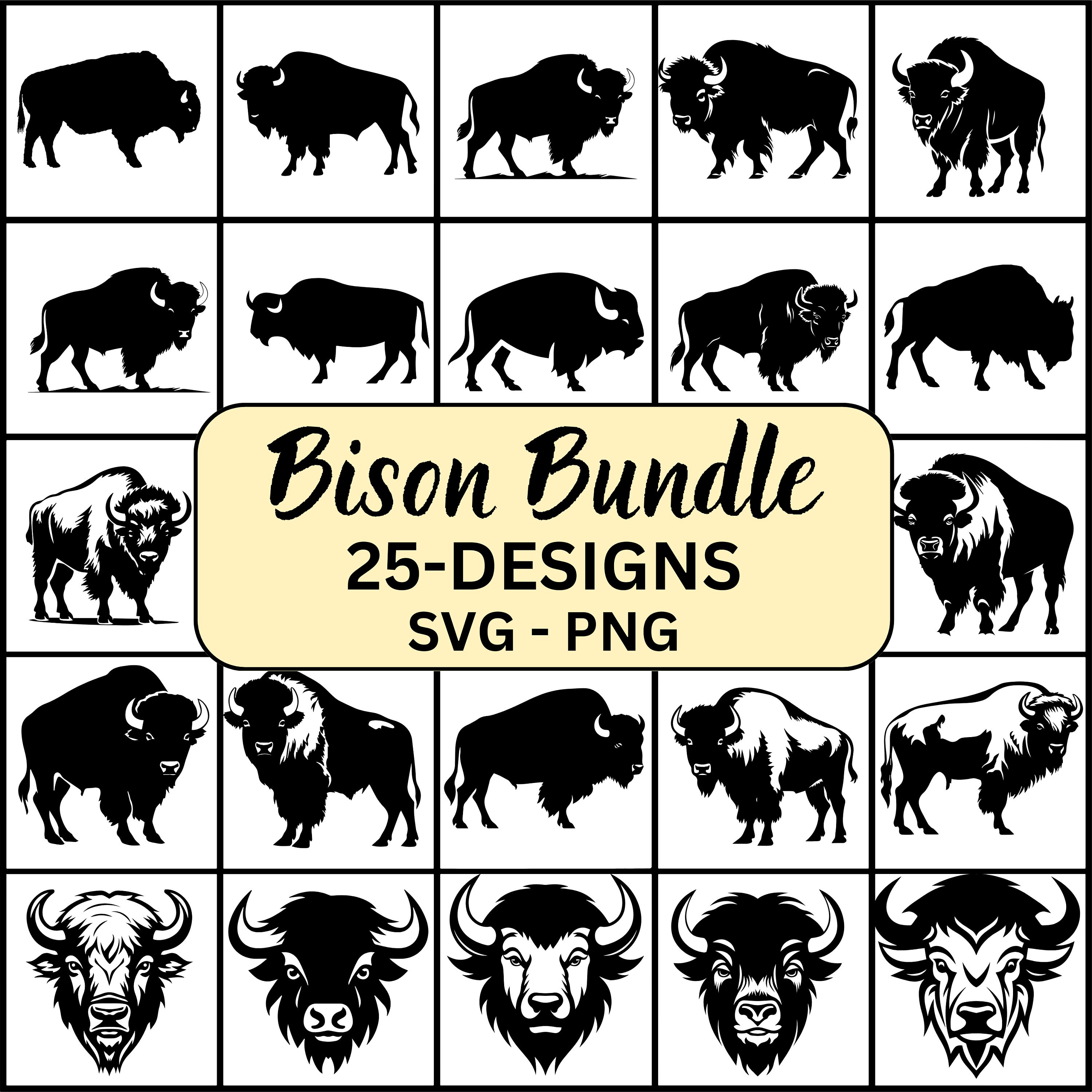 Bison Svg, Bison Head Svg, Bison Silhouette, Bison Svg Png, Bison Svg Bundle, Bison Clipart ...