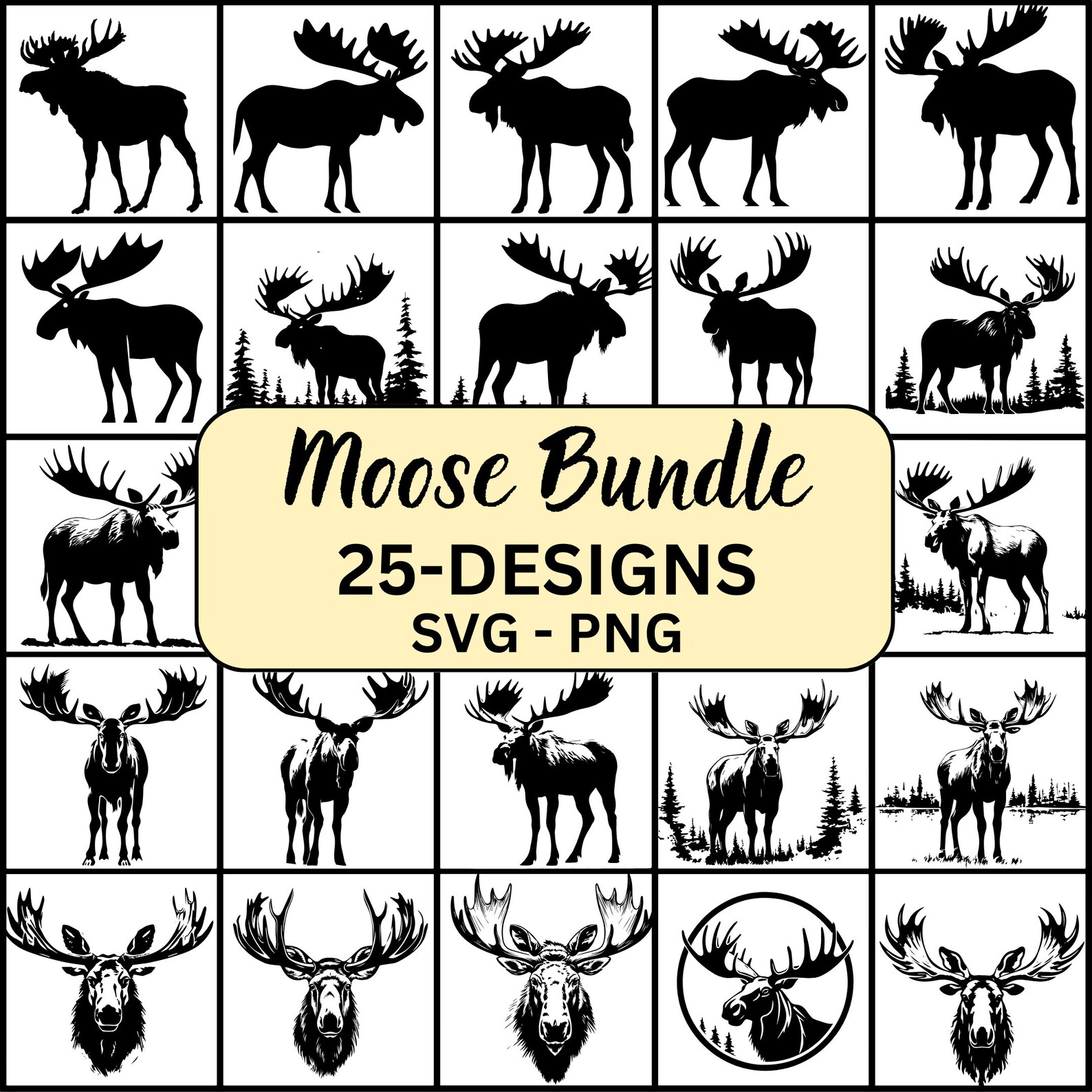 Moose Svg, Moose Svg Bundle, Moose Silhouette, Moose Head Svg, Moose ...