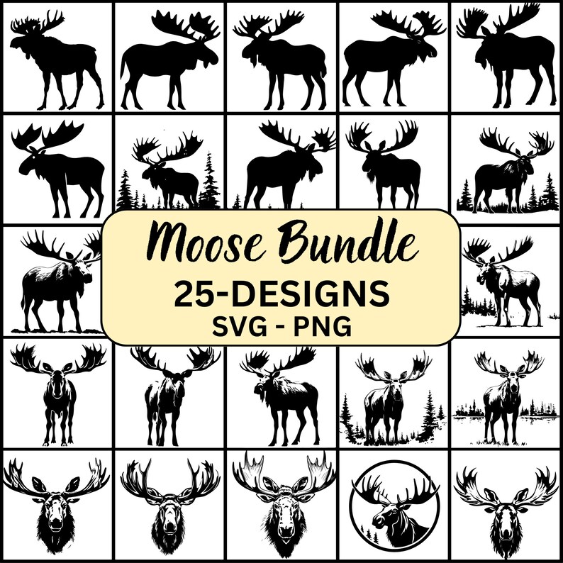 Moose Svg, Moose Svg Bundle, Moose Silhouette, Moose Head Svg, Moose ...