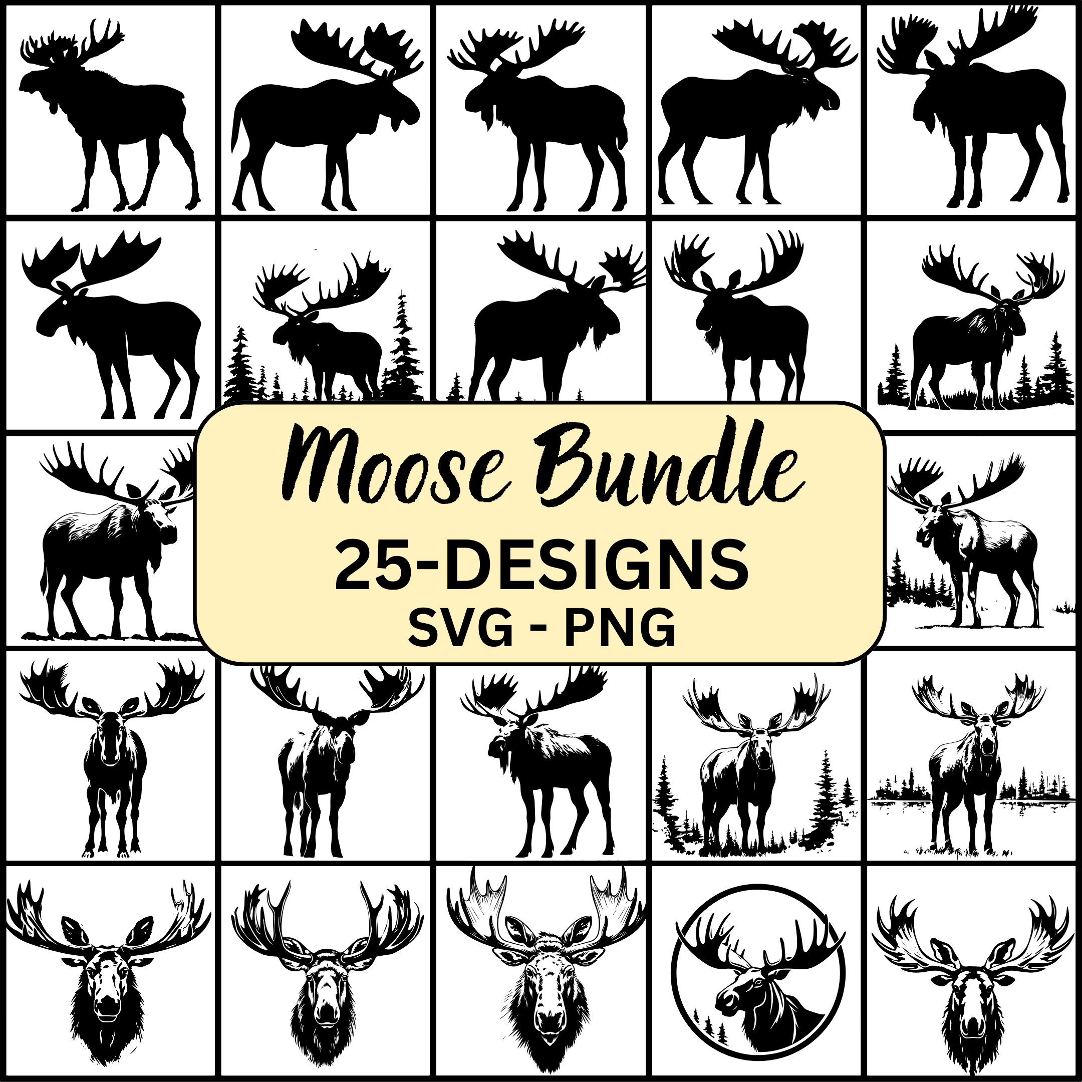 Moose Svg, Moose Svg Bundle, Moose Silhouette, Moose Head Svg, Moose ...