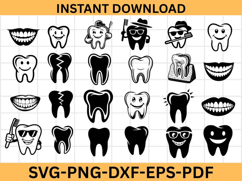 Tooth Svg, Teeth Svg, Teeth Silhouette, Dental Svg, Tooth Cut Files ...