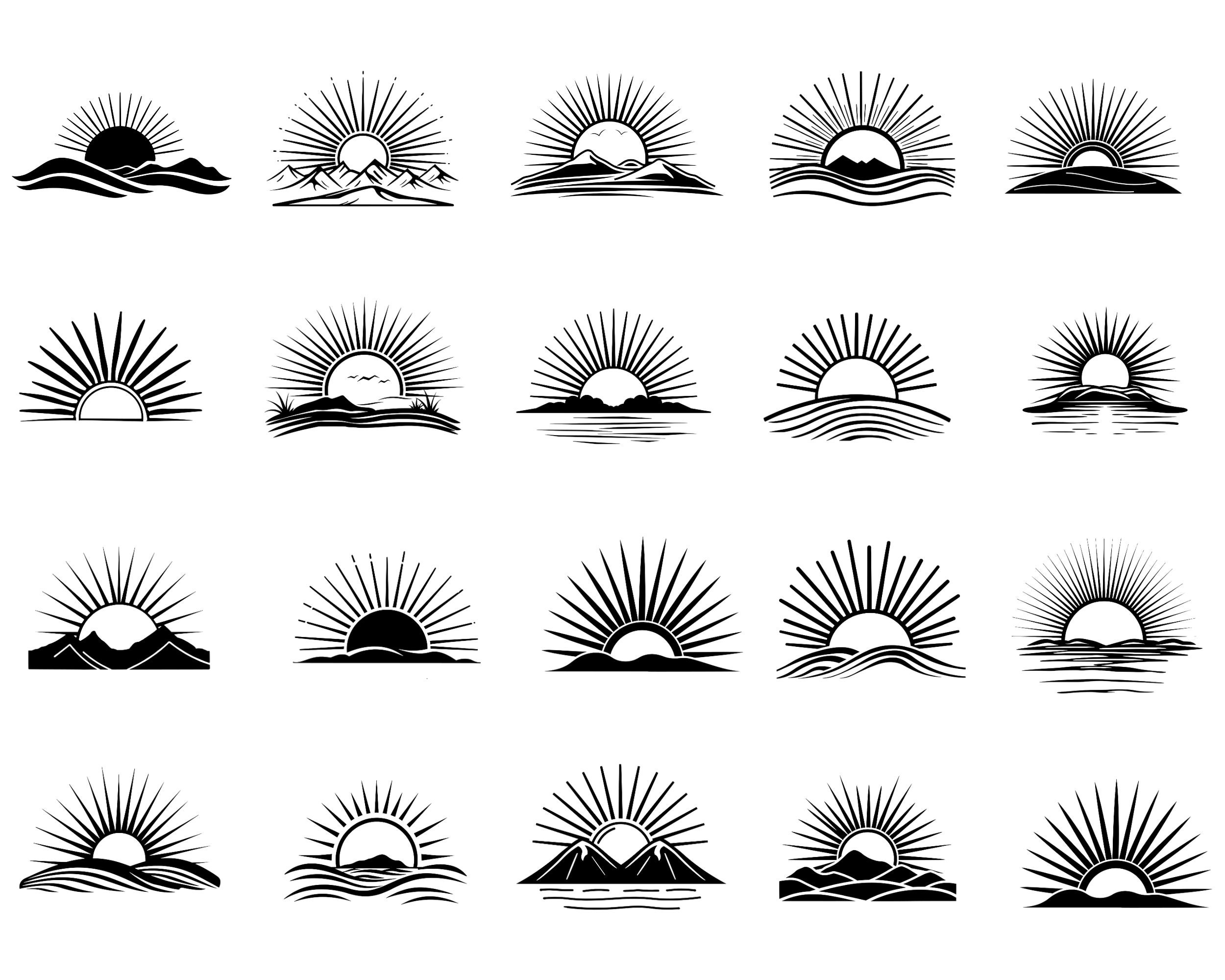 Sunrise Svg, Sunrise Svg Bundle, Sunrise Silhouette, Sunrise Svg Png ...