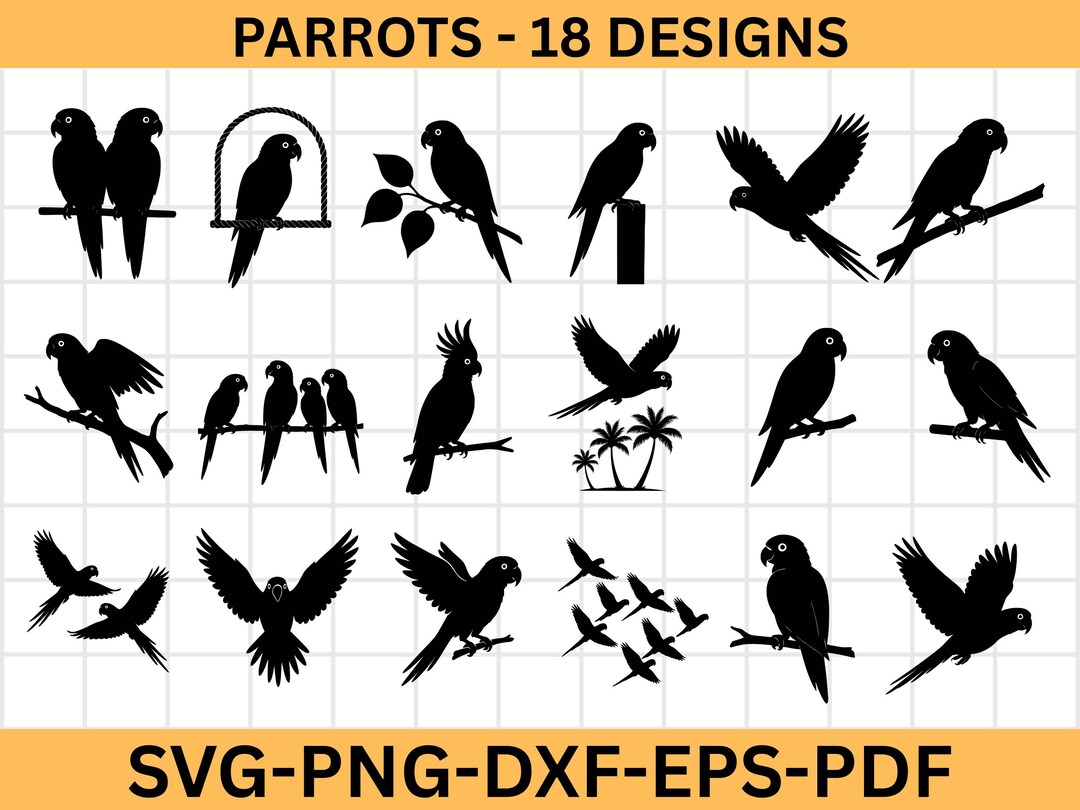 Parrot Svg, Parrots Svg Bundle, Parrot Laser Cut, Parrots Silhouette ...