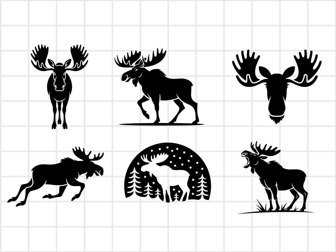 Moose Svg, Moose Svg Bundle, Moose Silhouette Svg, Moose Antler Svg ...