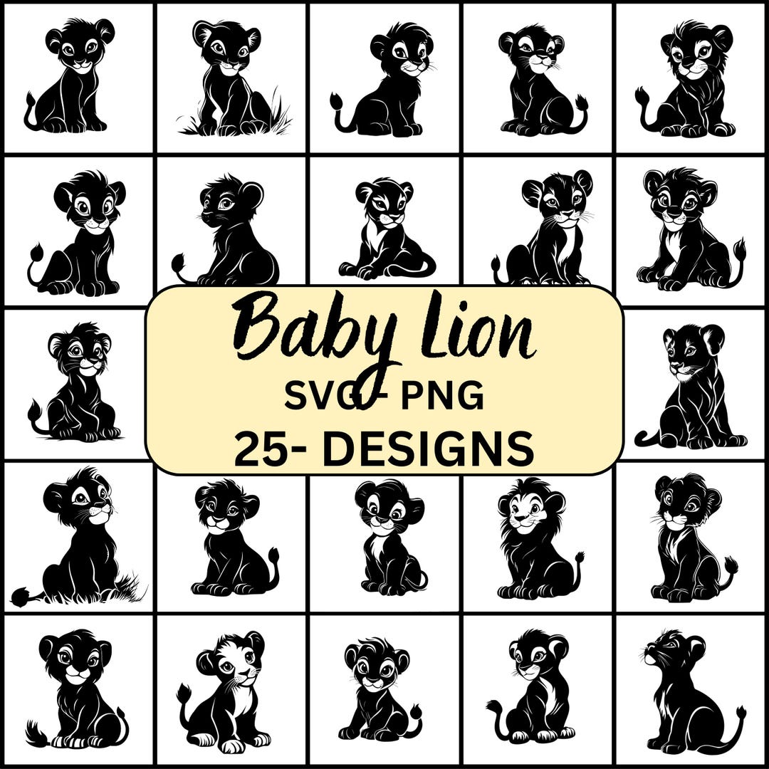Baby Lion Svg, Baby Lion Svg Bundle, Baby Lion Silhouette, Baby Lion ...