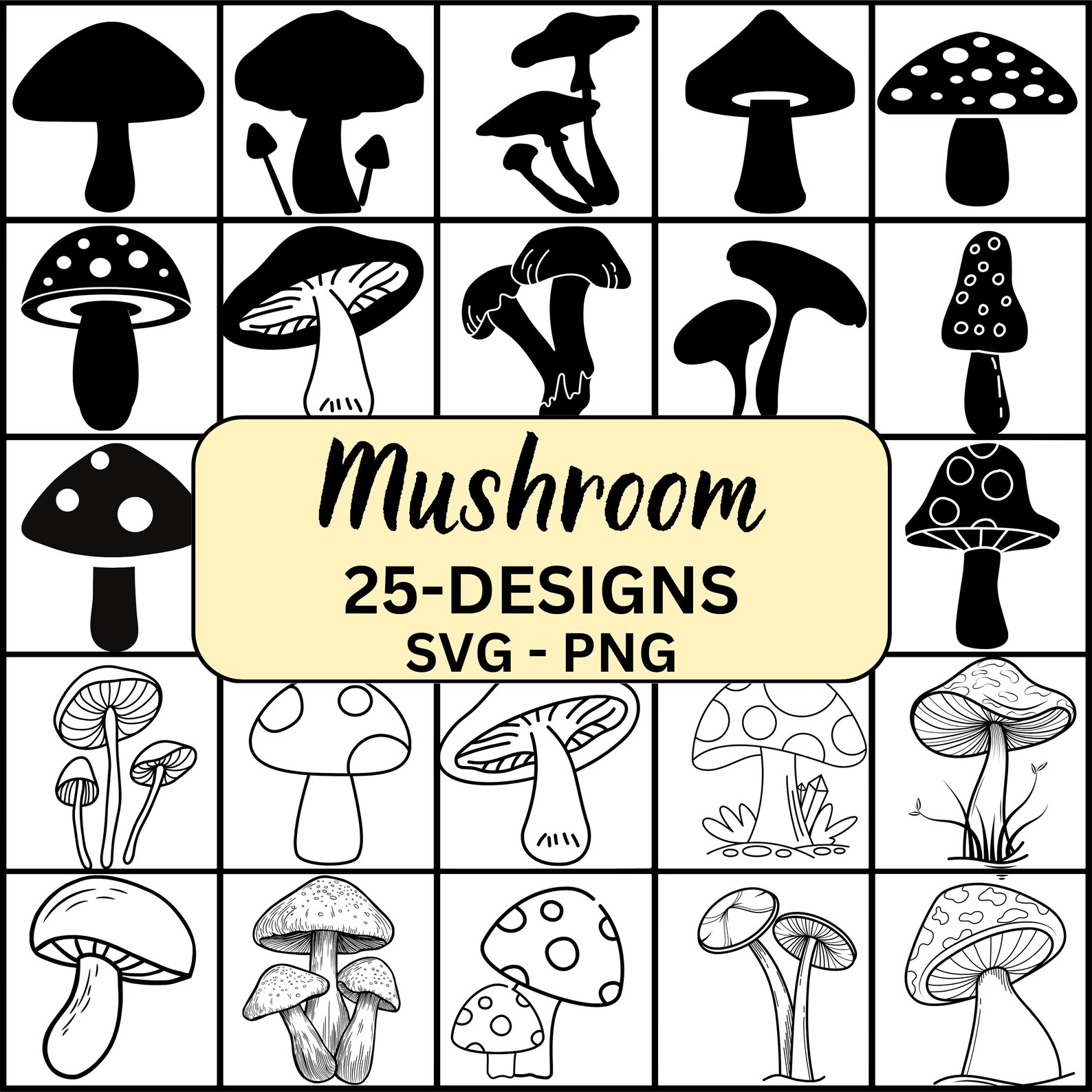 Mushroom Svg, Mushroom Svg Bundle, Mushroom Silhouette, Mushroom Cut ...