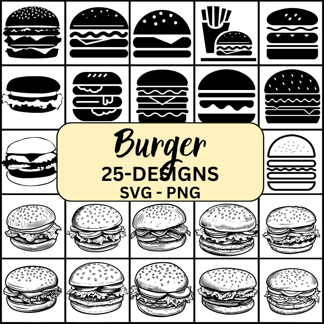 Burger Svg, Hamurger Svg , Hamburger Silhouette, Burger Cricut Files ...