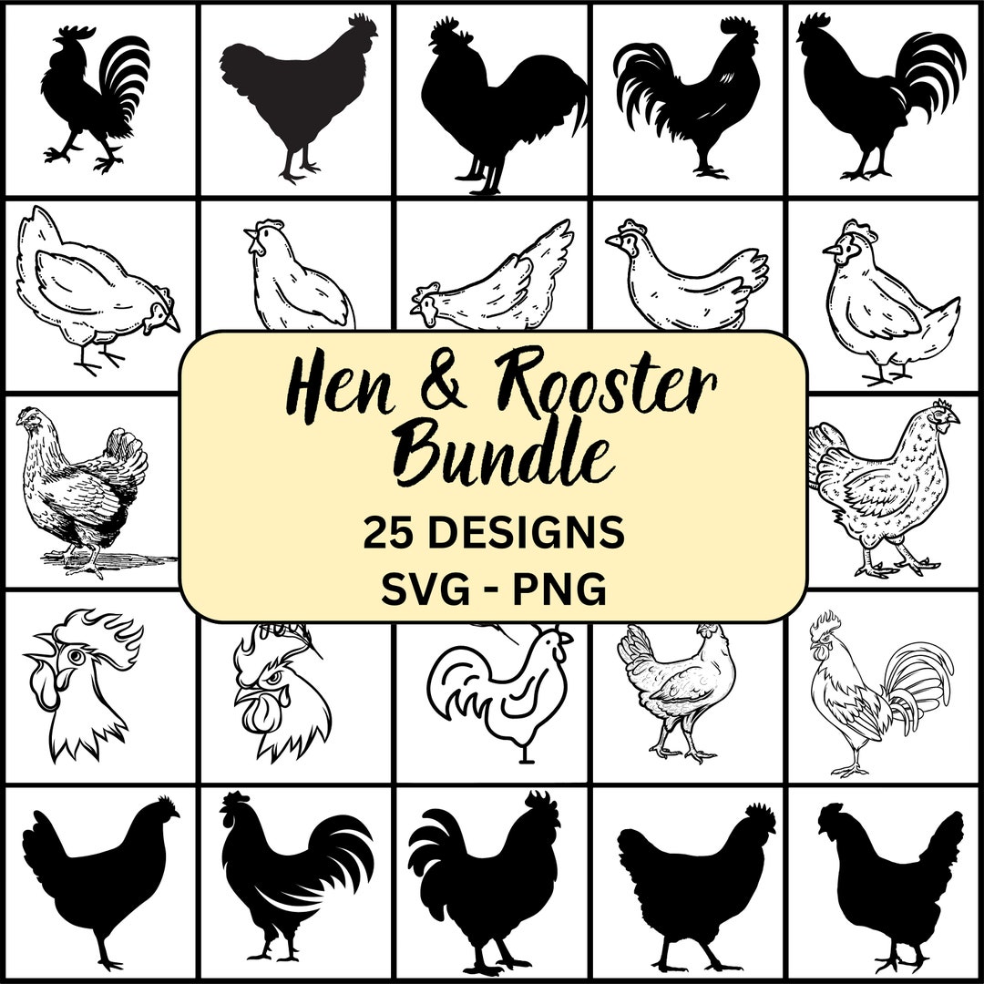 Pollo svg, gallina svg, gallo svg, imágenes prediseñadas de pollo ...