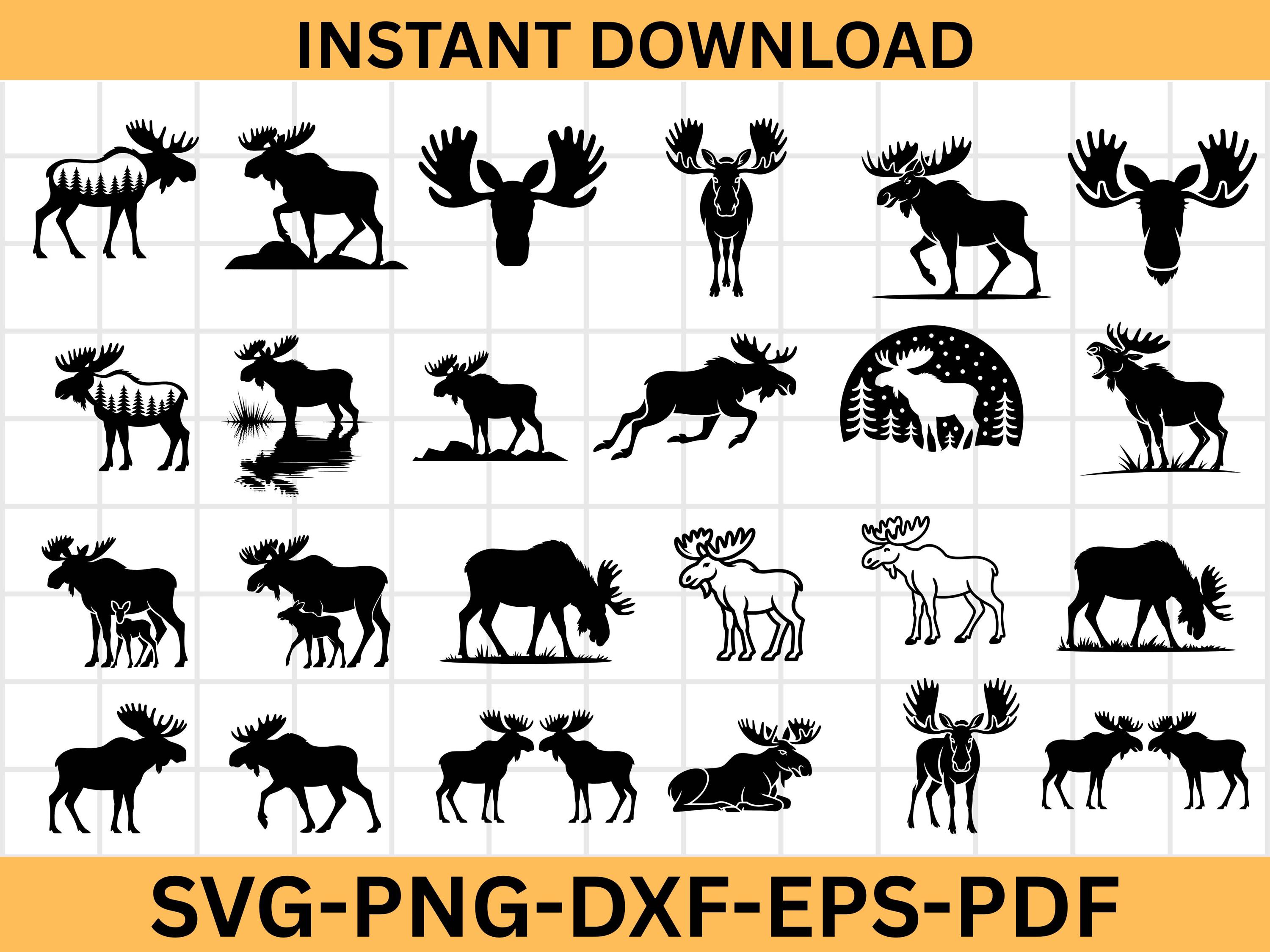 Moose Svg, Moose Svg Bundle, Moose Silhouette Svg, Moose Antler Svg ...