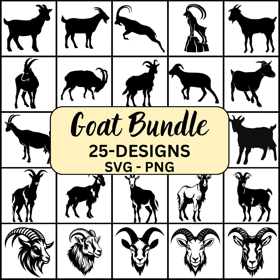 Goat Svg, Goat Silhouette, Goat Svg Bundle, Mountain Goat Svg, Goat Cut ...