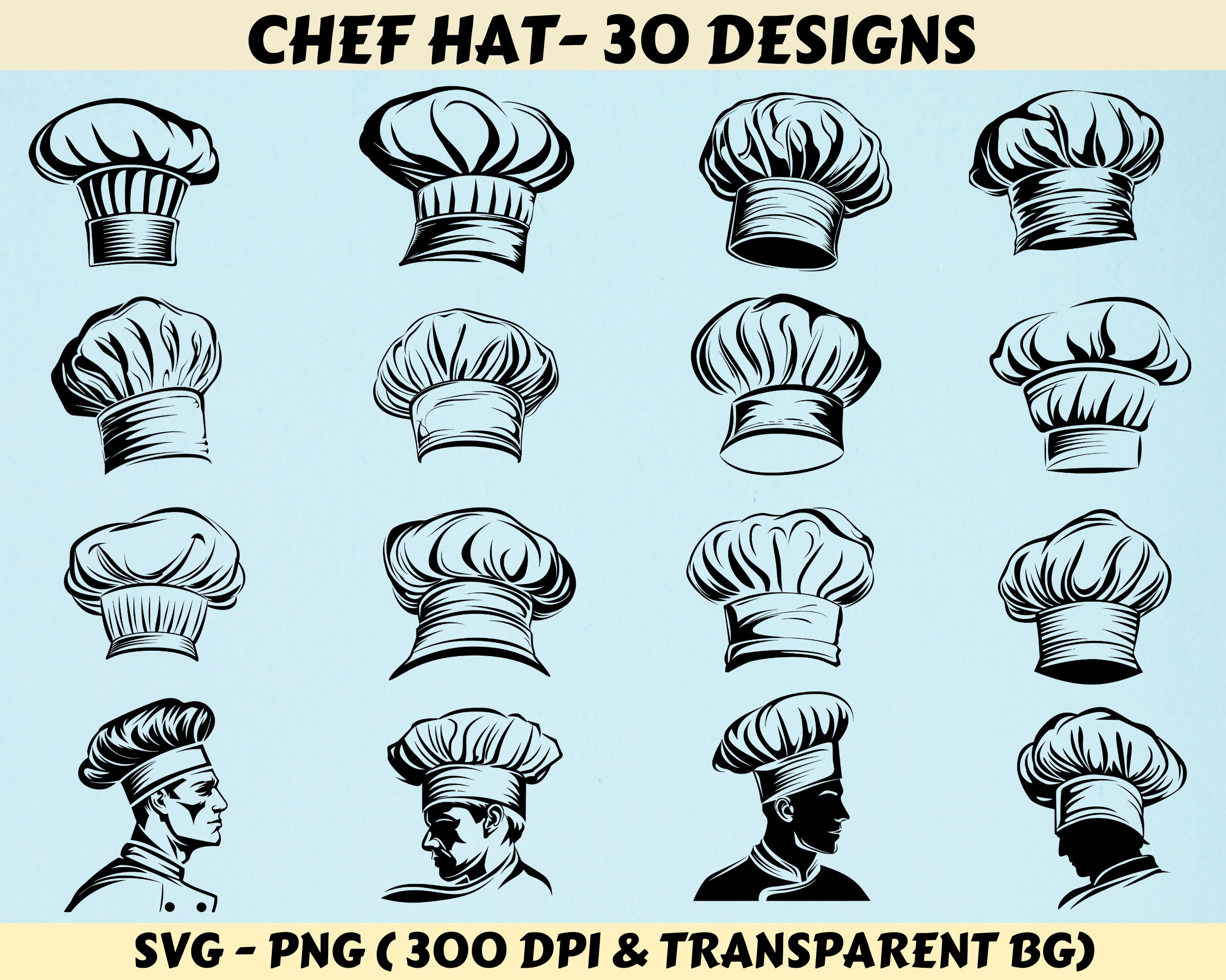 Chef Hat Svg, Chef Hat Svg Bundle, Chef Hat Silhouette, Chef Hat Cricut ...