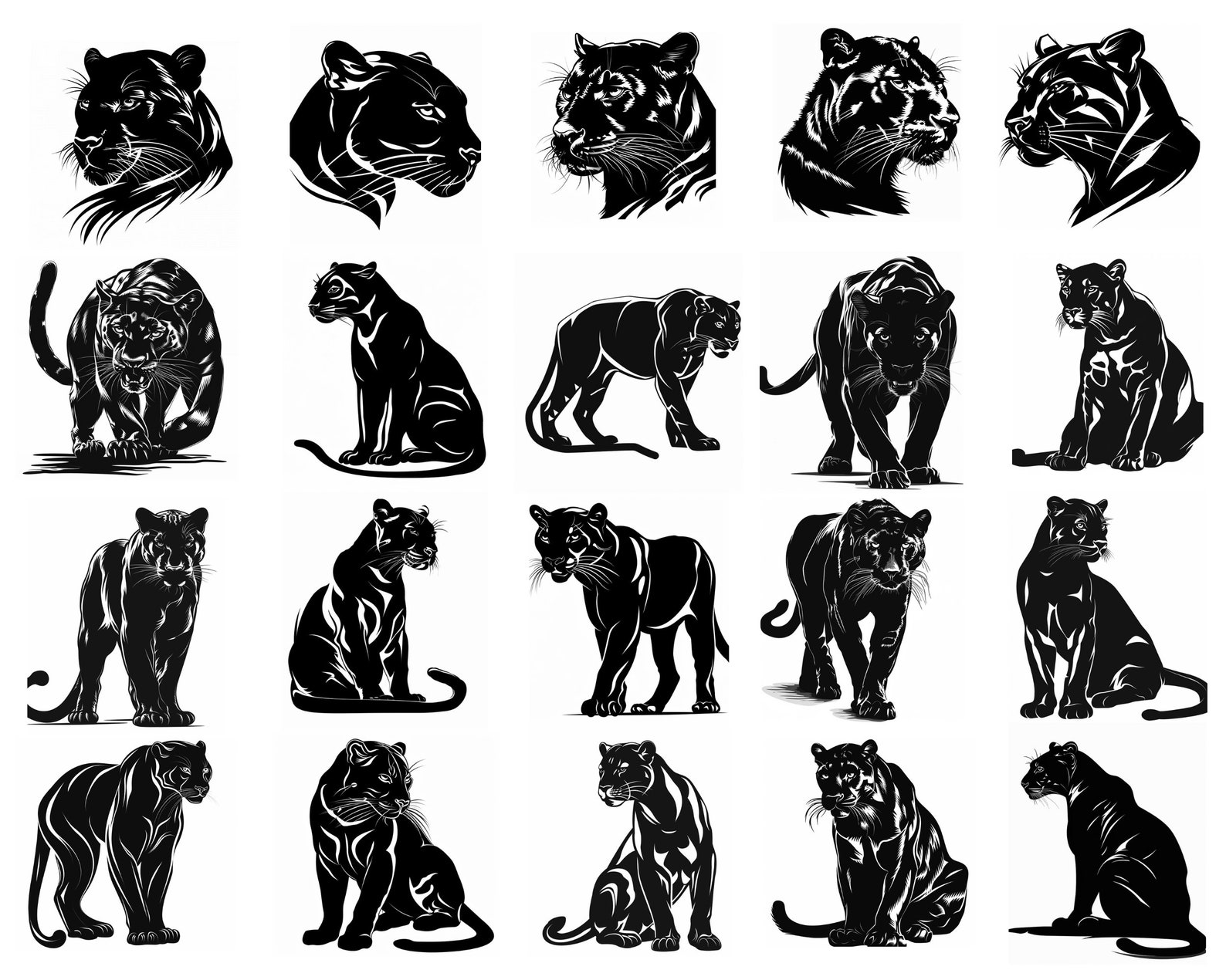 Panther Svg, Panther Svg Bundle, Black Panther Svg, Panther Silhouette ...