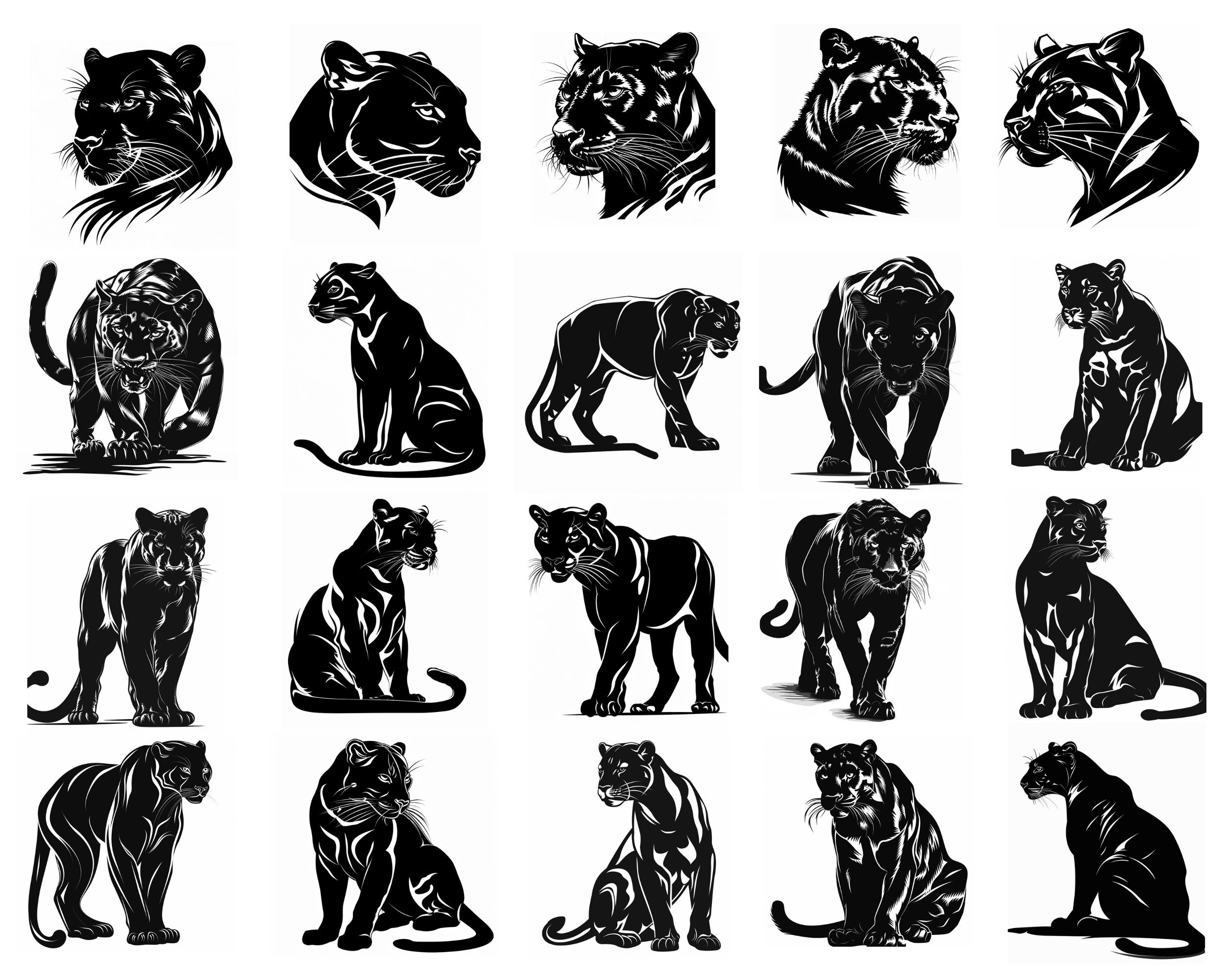 Panther Svg, Panther Svg Bundle, Black Panther Svg, Panther Silhouette ...