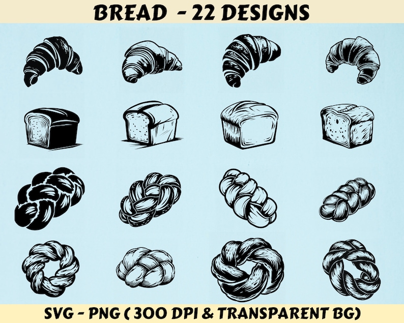 Bread Svg, Bread Svg Bundle, Bread Silhouette, Loaf of Bread Svg ...