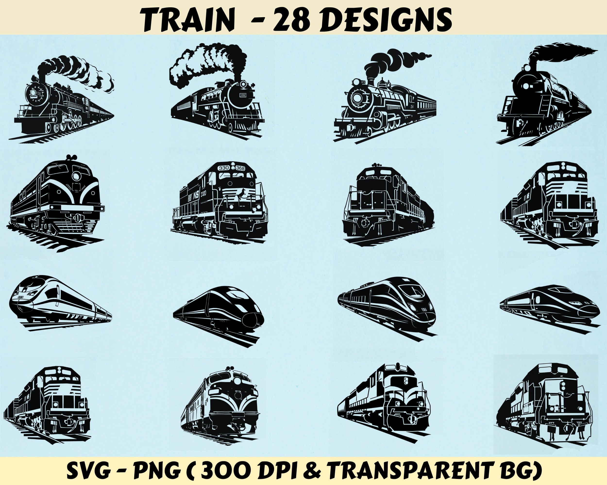 Train Svg, Train Svg Bundle, Train Svg File, Train Silhouette, Bullet ...