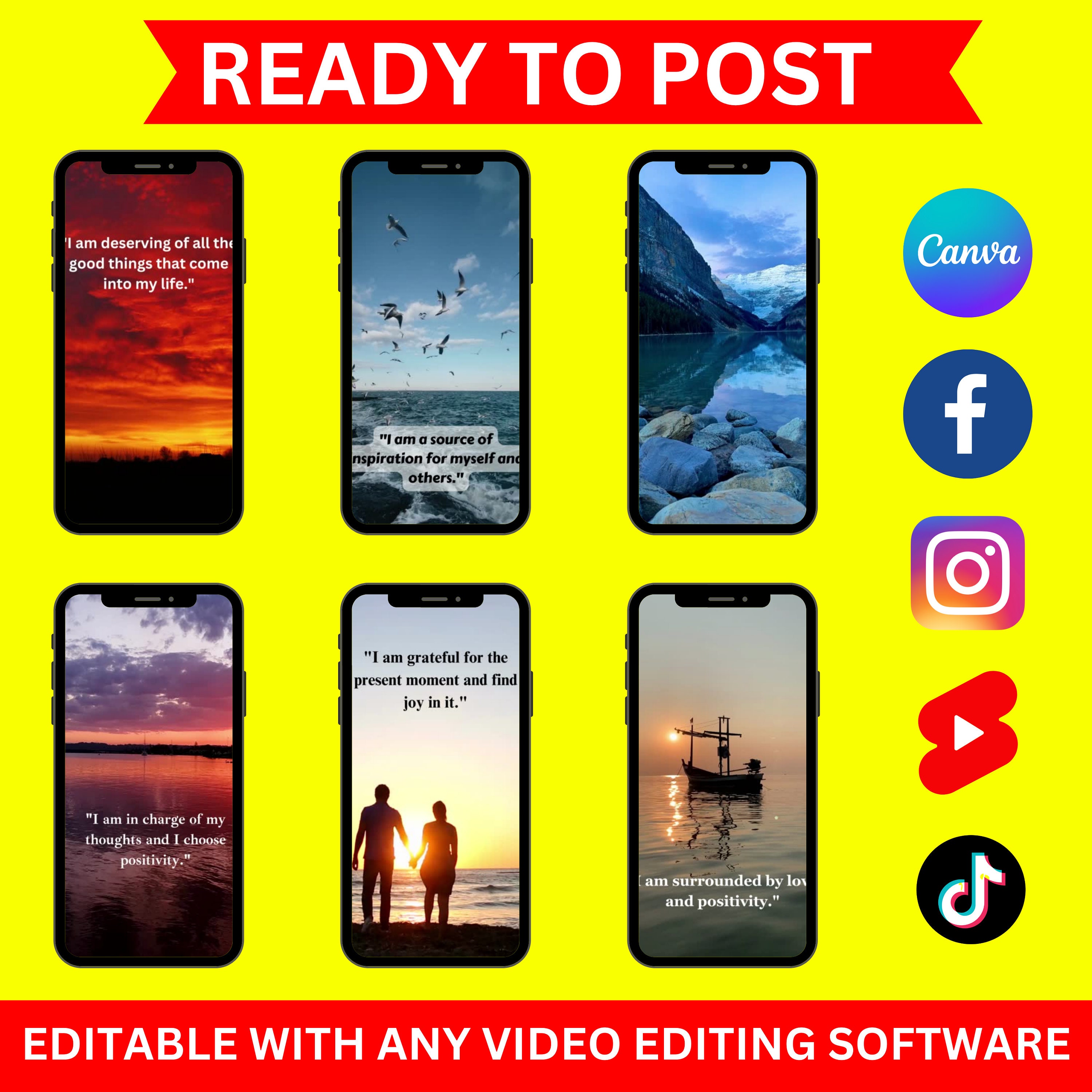 100 Positive Affirmation Quotes Reels Video Bundle, Daily Affirmation ...