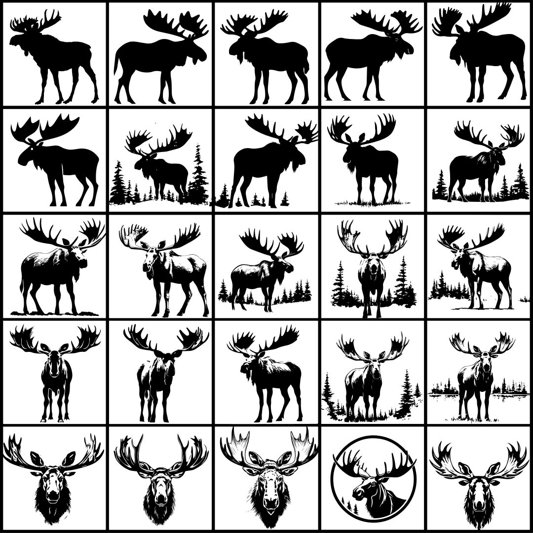 Moose Svg, Moose Svg Bundle, Moose Silhouette, Moose Head Svg, Moose ...