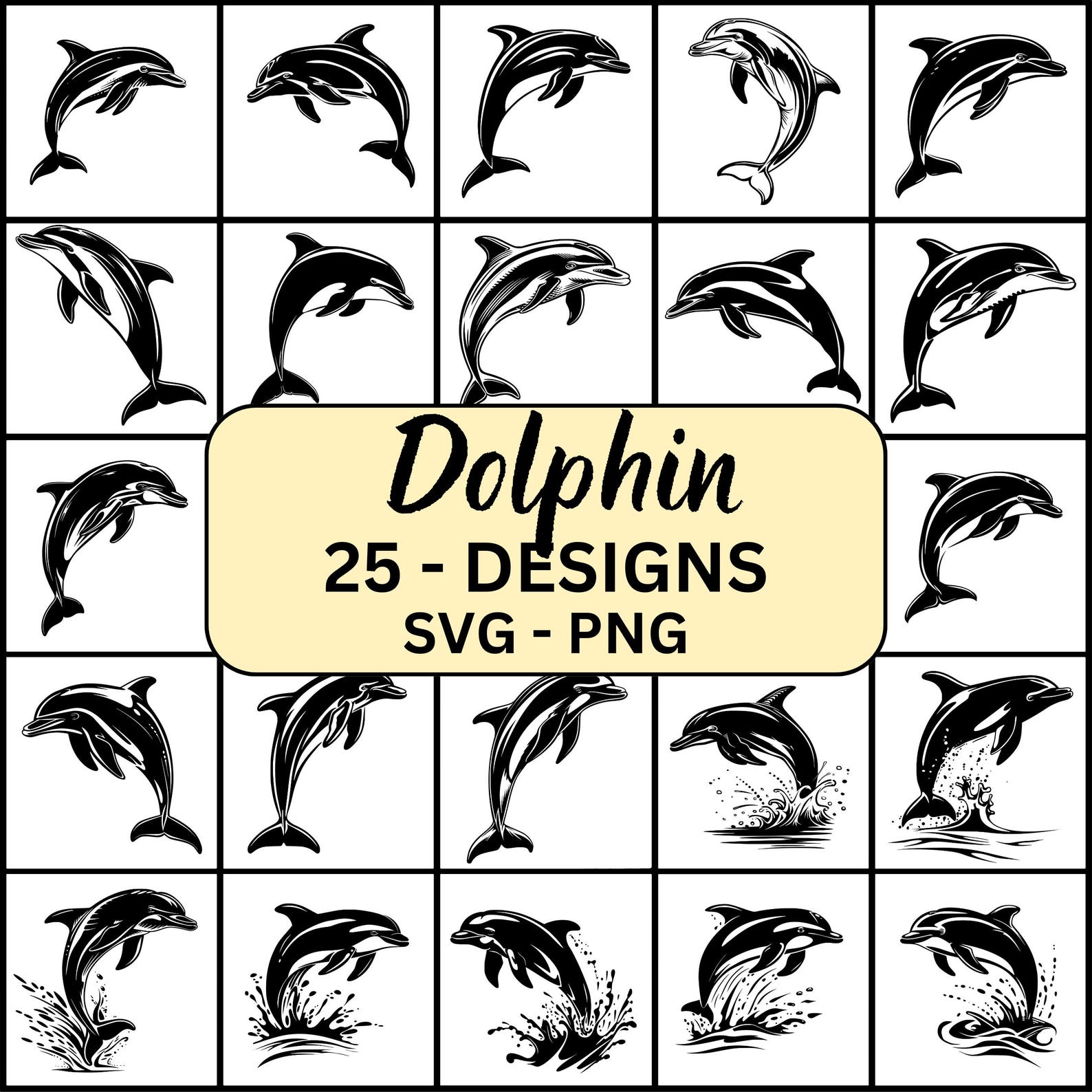 Dolphin Svg, Dolphin Svg Bundle, Dolphin Silhouette, Dolphin Vector ...