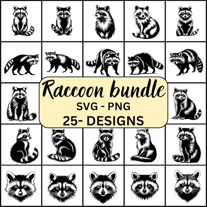 Raccoon Svg, Racoon Svg, Raccoon Svg Bundle, Raccoon Silhouette ...