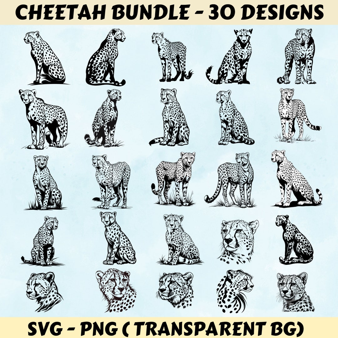 Cheetah Svg, Cheetah Svg Bundle, Cheetah Silhouette, Cheetah Cricut ...