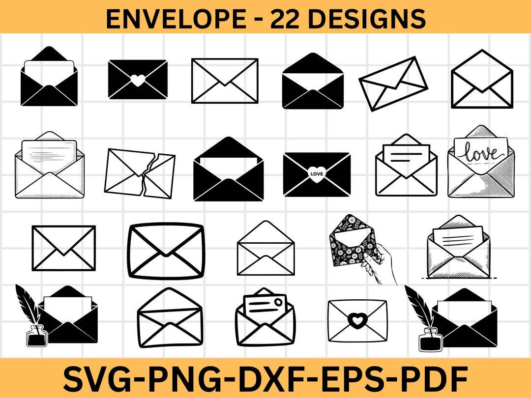 Envelope Svg, Envelope Svg Bundle, Envelope Silhouette, Envelope Cut ...