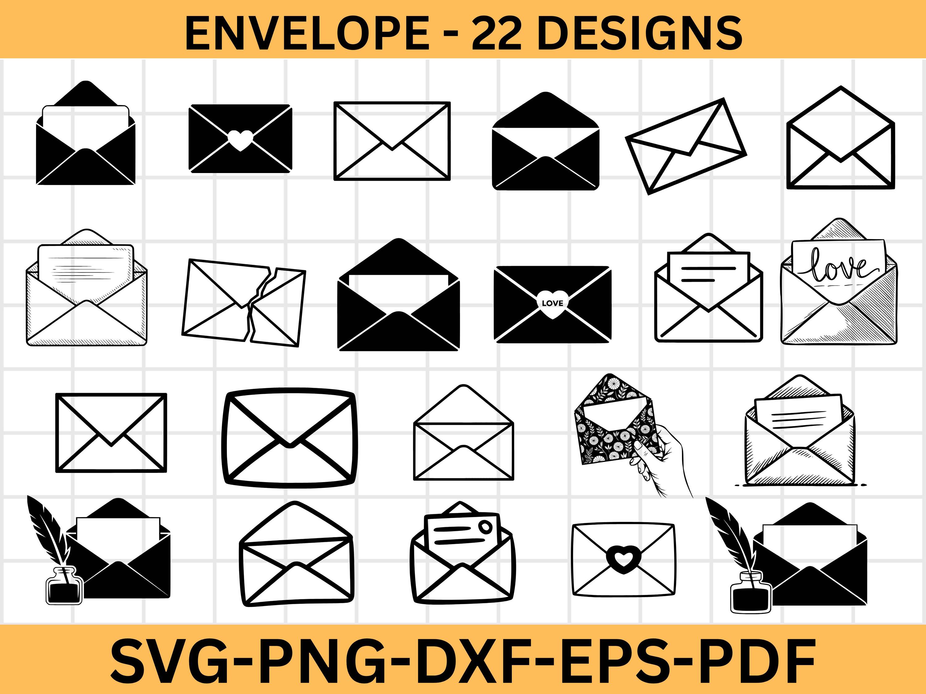 Envelope Svg, Envelope Svg Bundle, Envelope Silhouette, Envelope Cut ...