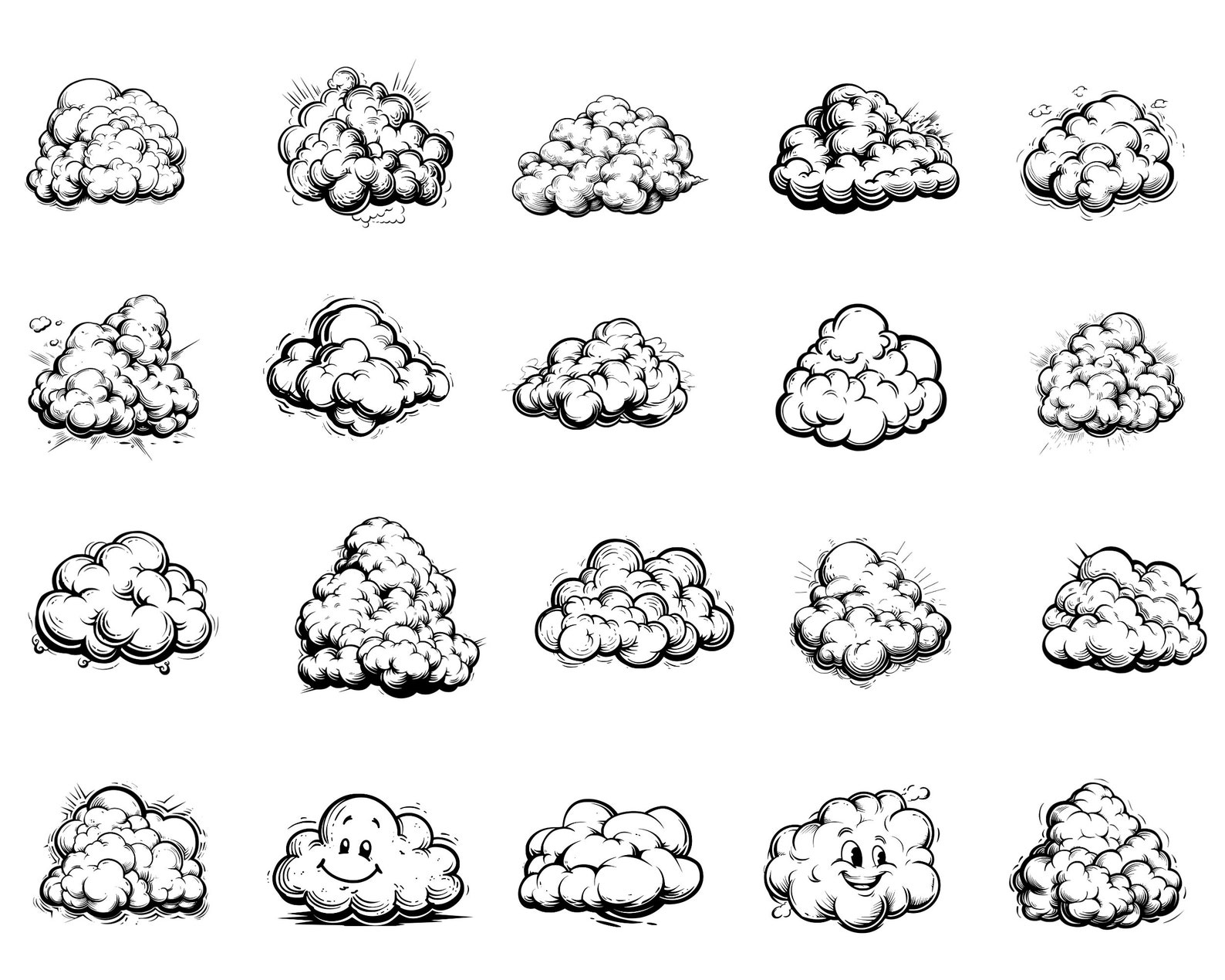 Cloud Svg, Cloud Svg Bundle, Cloud Silhouette, Cloud Cricut, Cloud Cut ...
