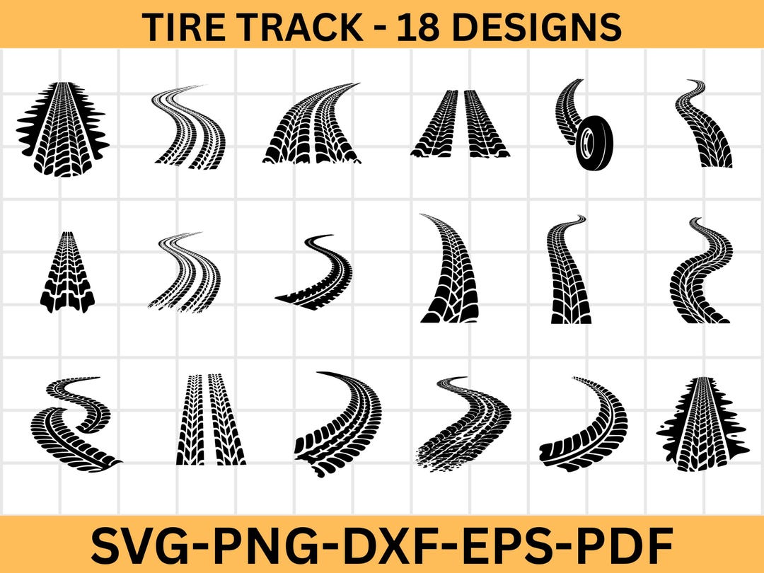 Tire Track Svg, Tire Track Svg Bundle, Tire Track Silhouette, Tire ...