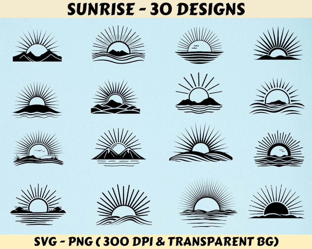 Sunrise Svg, Sunrise Svg Bundle, Sunrise Silhouette, Sunrise Svg Png ...