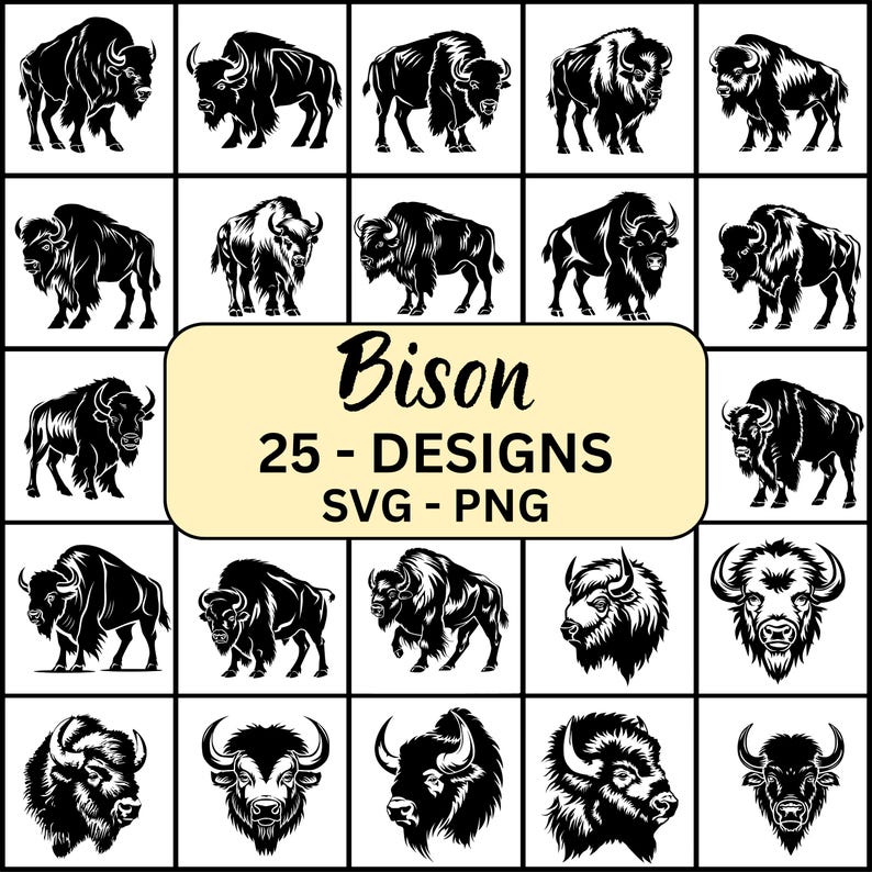 Bison Svg, Bison Head Svg, Bison Silhouette, Bison Svg Png, Bison Svg ...