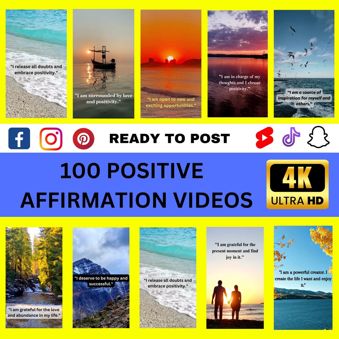 100 Positive Affirmation Quotes Reels Video Bundle Daily - Etsy