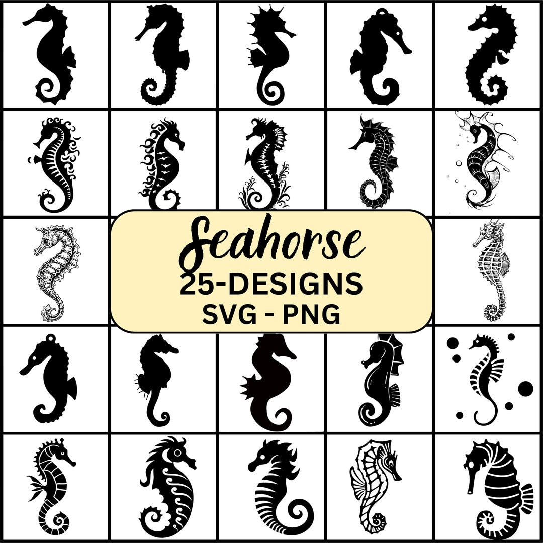 Seahorse Svg, Seahorse Svg Bundle, Seahorse Silhouette, Seahorse Cut ...
