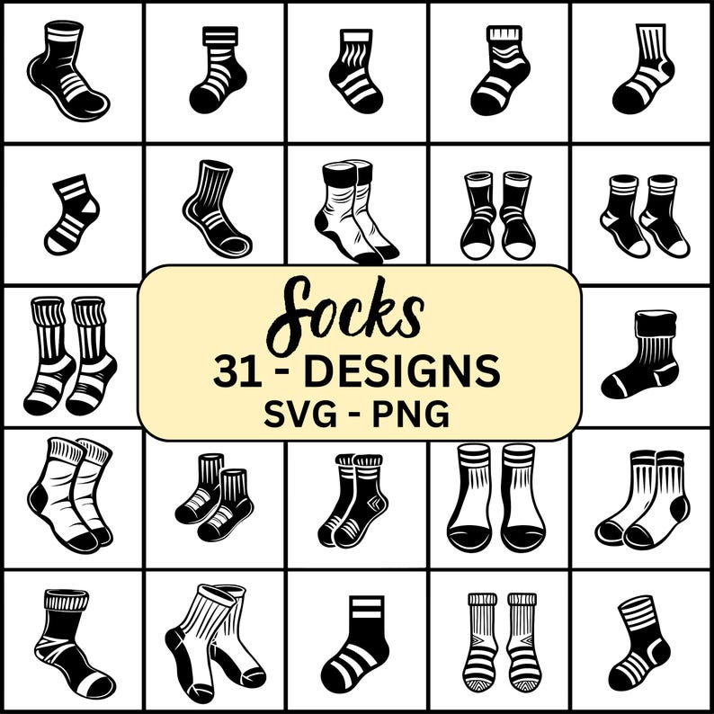 Socks Svg, Socks Svg Bundle, Sock Silhouette, Socks Cut Files, Socks ...